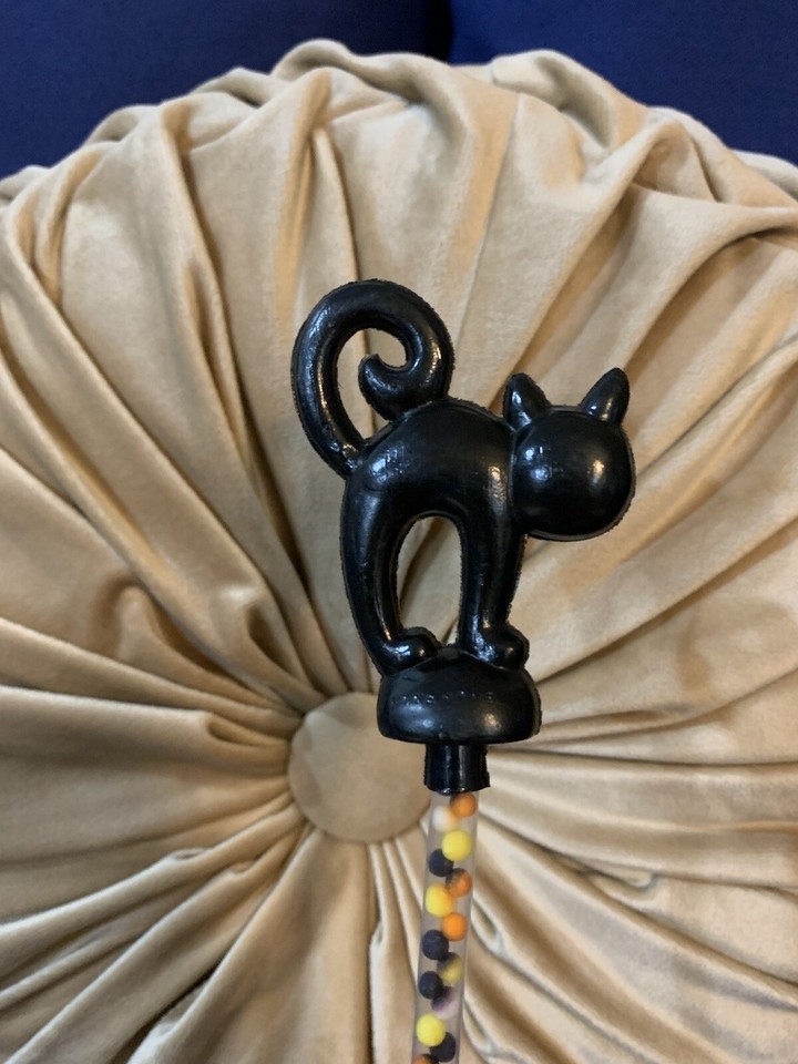 Vintage ROSBRO Black Cat Halloween Candy Tube Straw Toy Plastic RARE | eBay