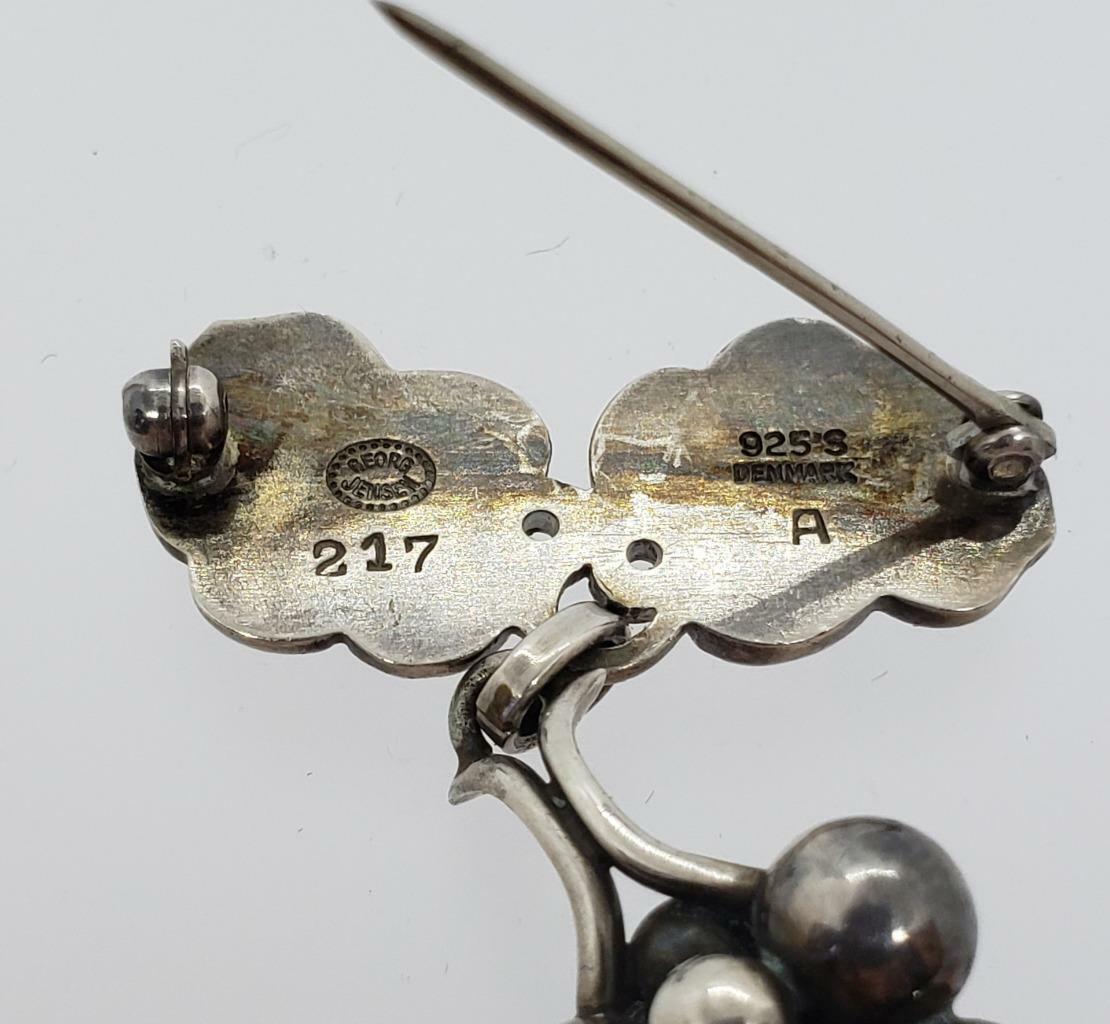 Georg Jensen Sterling Grapes Dangle Pin #217 A Denmar… - Gem