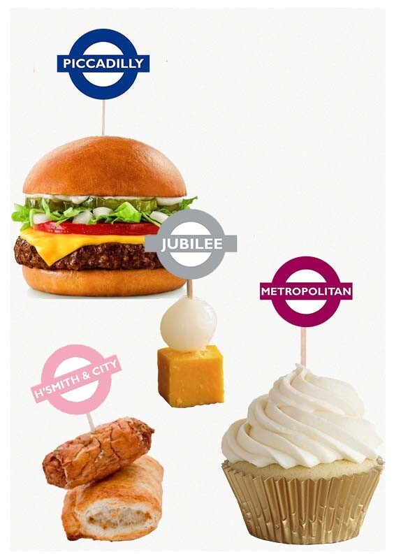 London Underground Cupcakes Cake & Party Food Decorations Picks Toppers ...