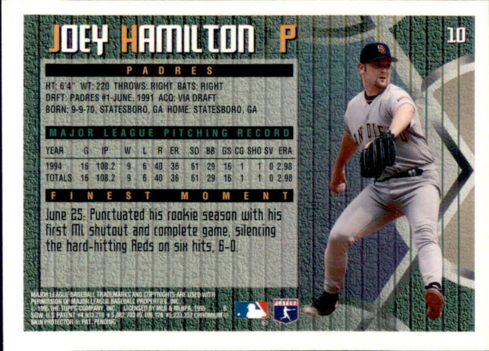 1995 Topps Finest #10 JOEY HAMILTON Padres | eBay