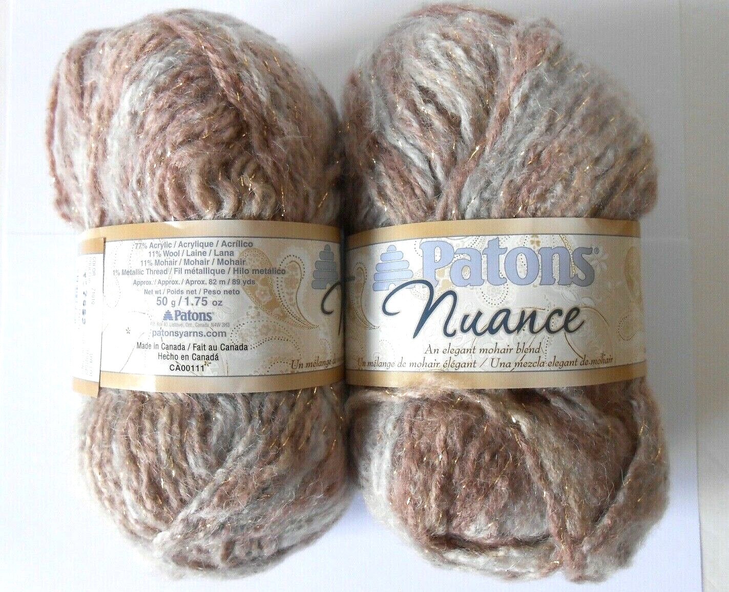 YARN - PATONS NUANCE ACRYLIC - WOOL - MOHAIR BLEND - LOT OF 2 - COLOR ...