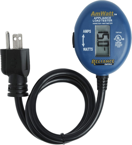 Ammeter and Wattmeter THP103 Amwatt Appliance Load Tester/Plug, 1-Pack ...