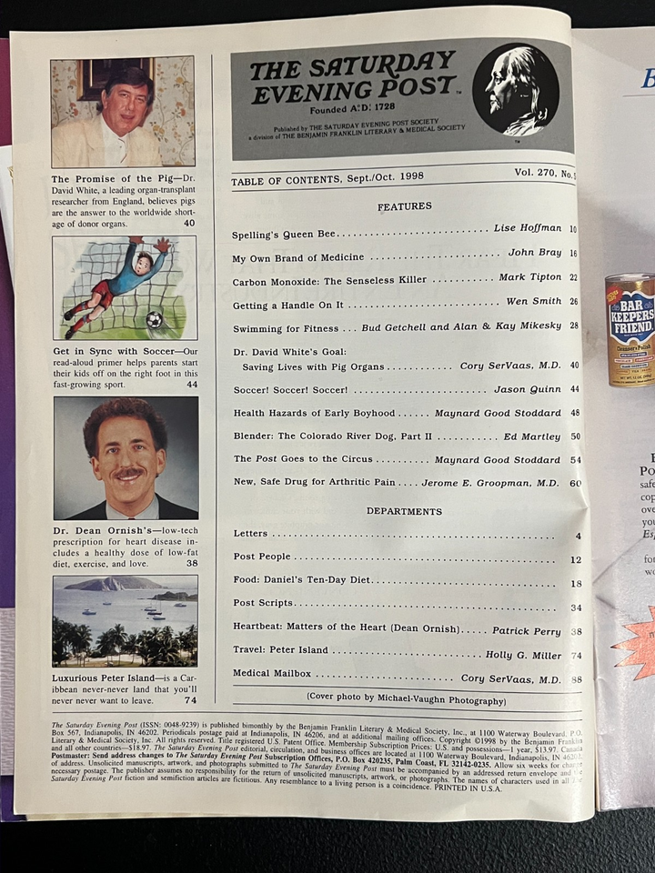 The Saturday Evening Post Magazine September October 1998 Dr. David White | eBay