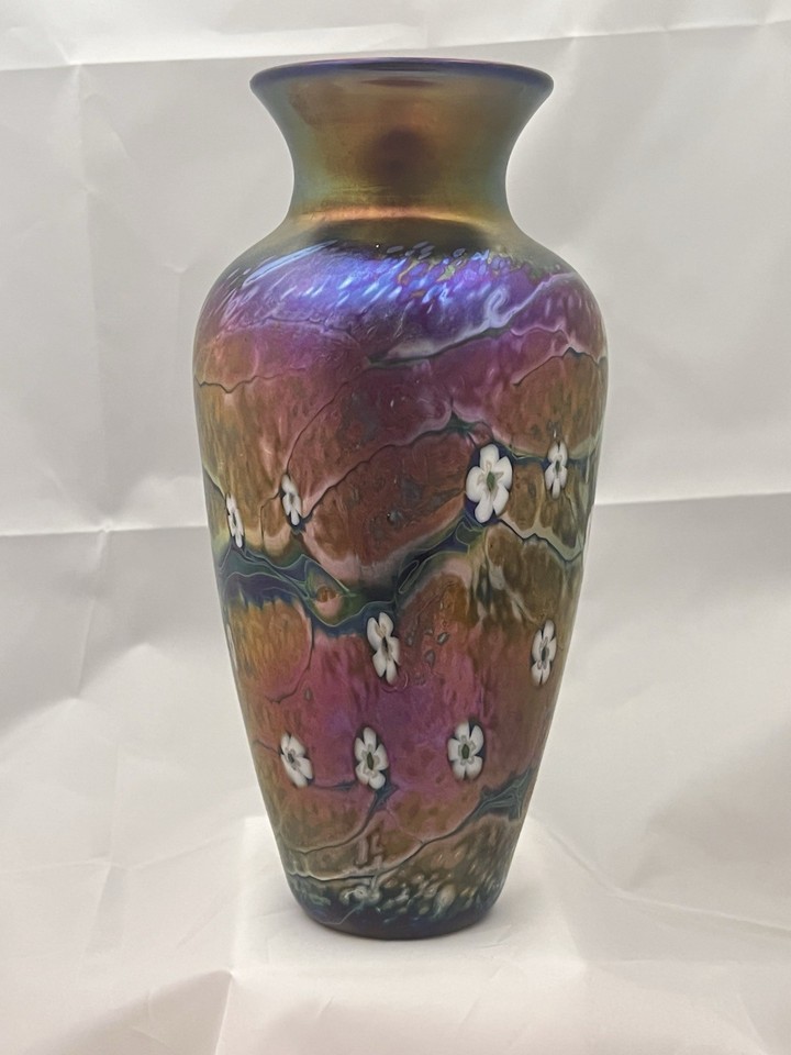 Okra Glass Purple Charlock Vase | eBay UK