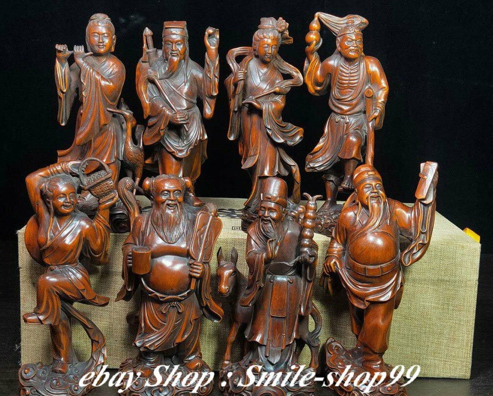 China Boxwood Wood Eight Immortal God Calabash Cucurbit Sheep Goat ...