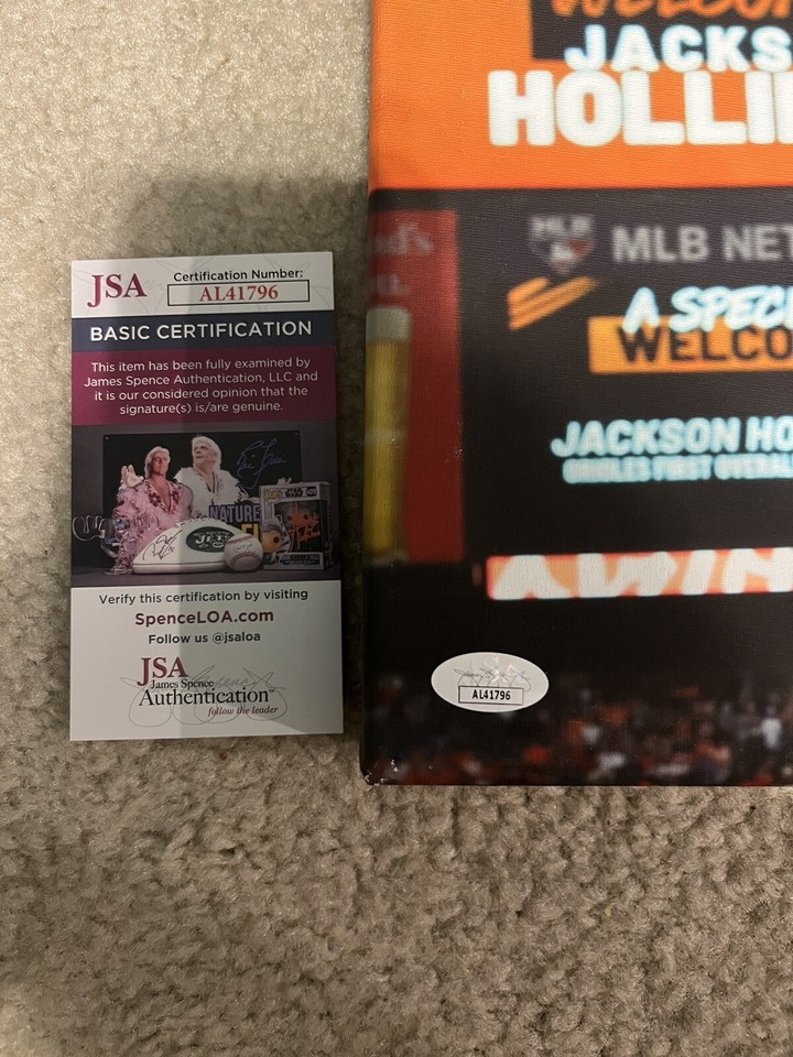 JACKSON HOLLIDAY SIGNED BALTIMORE ORIOLES 11x14 Canvas Autograph Jsa ...