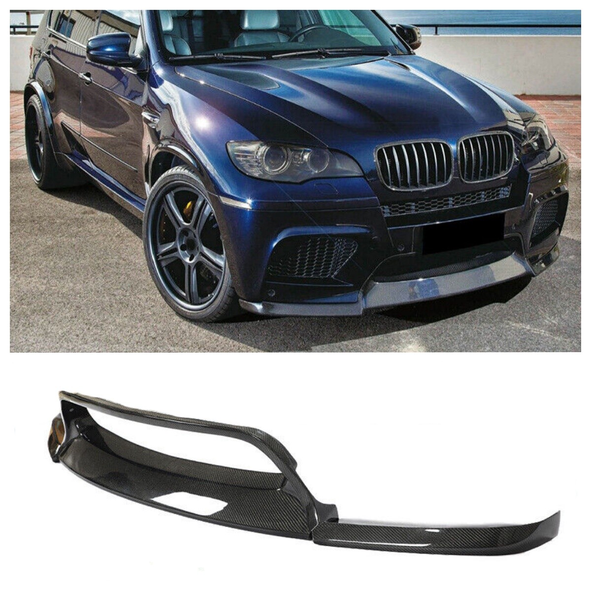 For 2010-2014 BMW X5M E70 X6M E71 Carbon Fiber Front Bumper Lip Spoiler Body Kit | eBay