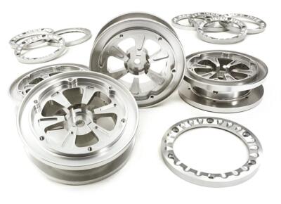 1.9 Size Billet Machined Alloy Wheel (4) w/Beadlock Rings for 1/10 ...