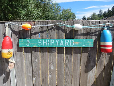 48 INCH WOOD HAND PAINTED SHIPYARD & ANCHOR SIGN NAUTICAL SEAFOOD (# ...