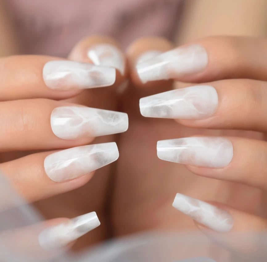 All White Coffin Nails