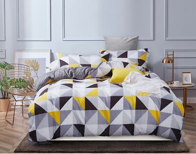 Geometric Super King Size Duvet Quilt Cover Set | eBay