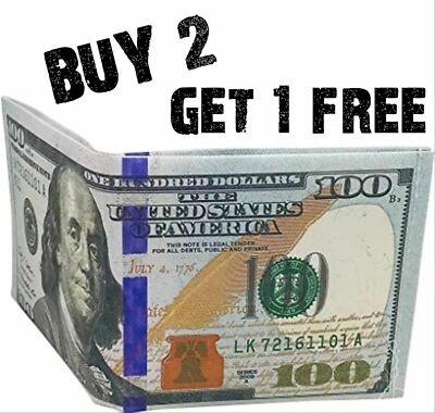 $100 Hundred Dollar Bill Wallet Money Thin Bi-Fold Card Holder - US ...