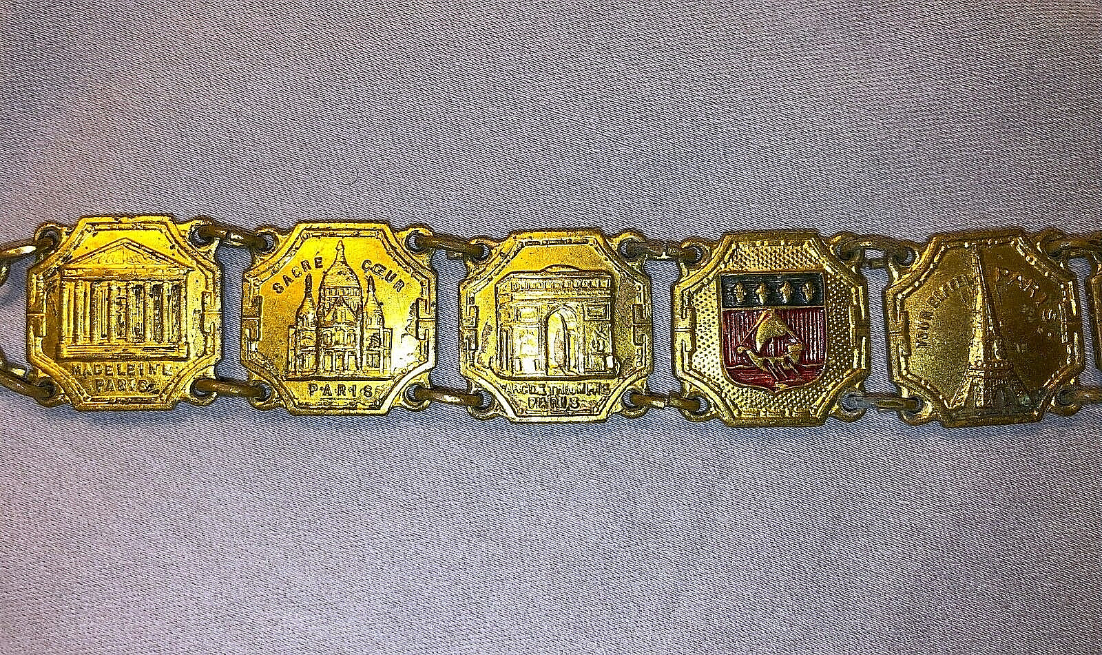 Rare 1940s WWII Paris France Landmarks Souvenir Gold … - Gem