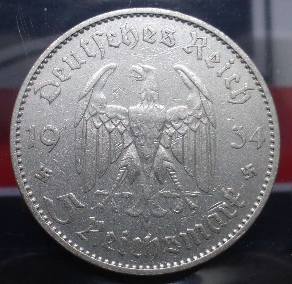 Nazi Silver Coin: Beautiful 5 Reichsmark Potsdam Church Third Reich ...