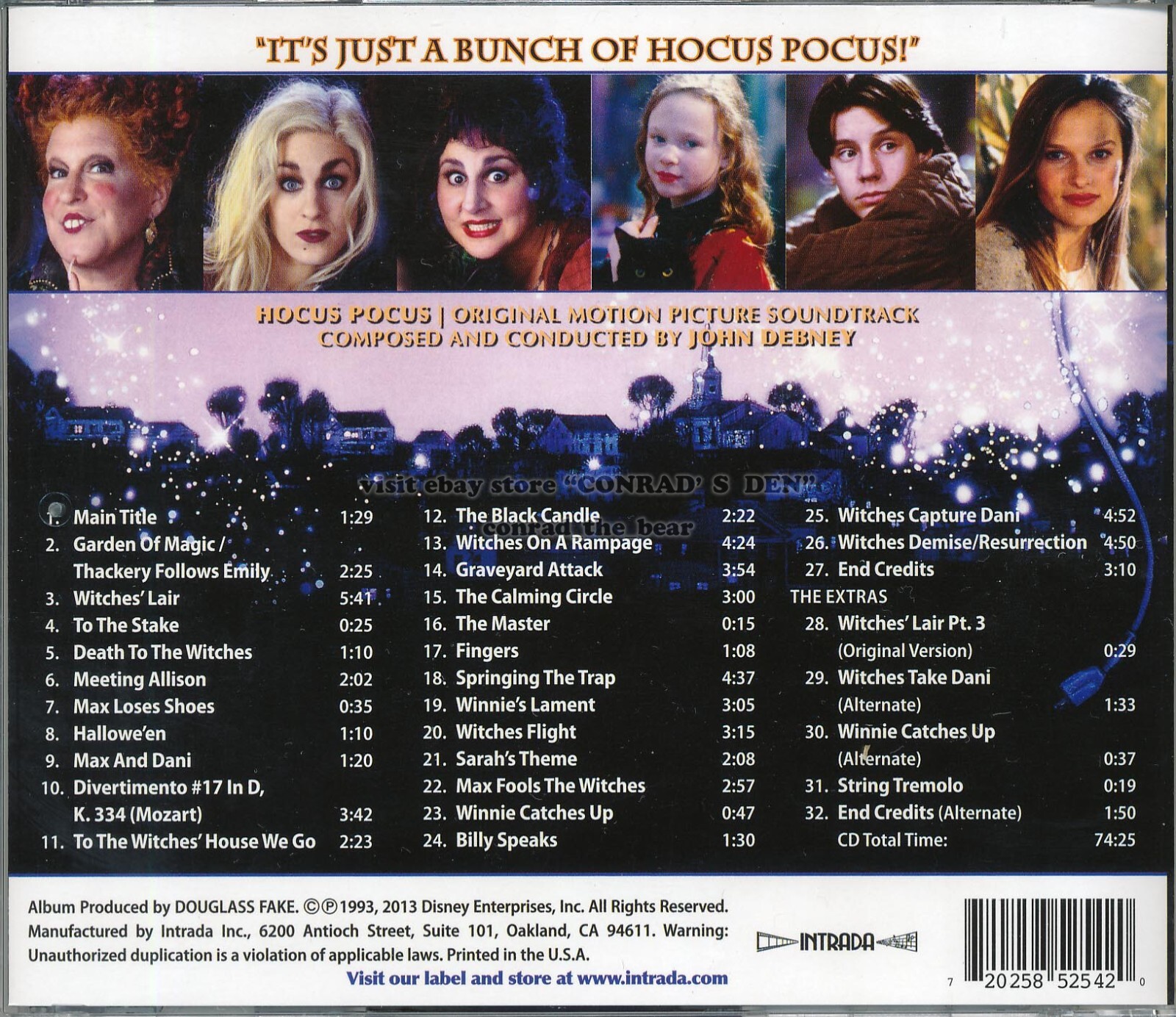 John Debney "HOCUS POCUS" score Intrada Special Collection Ltd CD sold ...