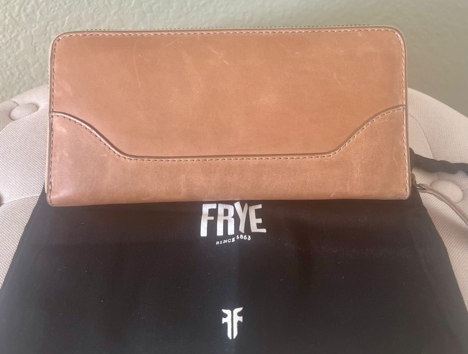 Frye Melissa Zip Around Leather Wallet Beige | eBay