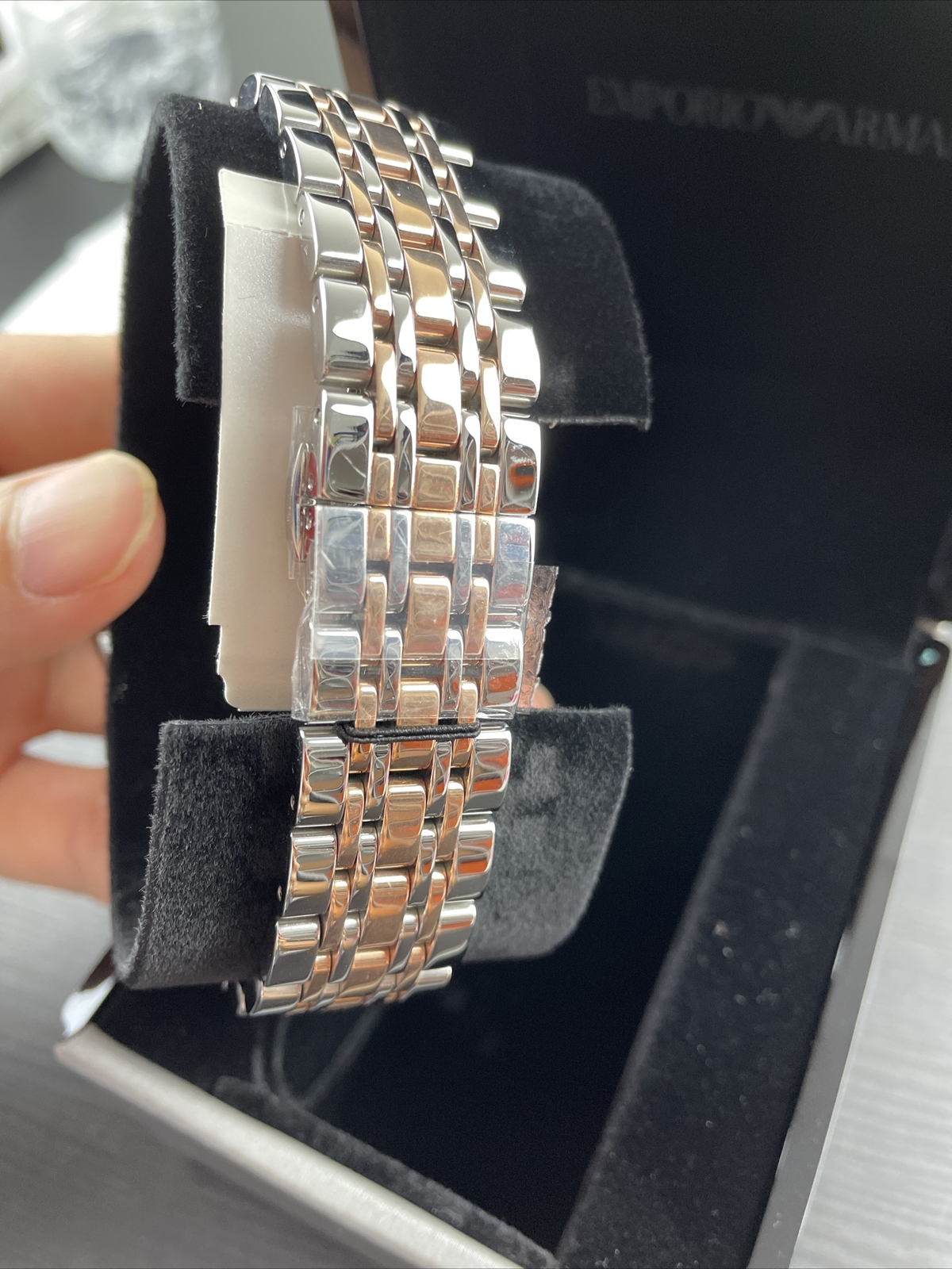 100 Emporio Armani AR2070 Beige Dial Two Tone Stainless Steel Men's ...