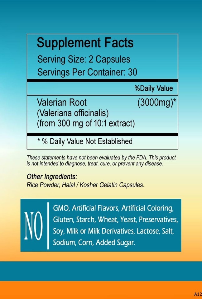 Valerian Root Capsules 60 Capsules 3000mg Highest Potency Sleep Aid ...