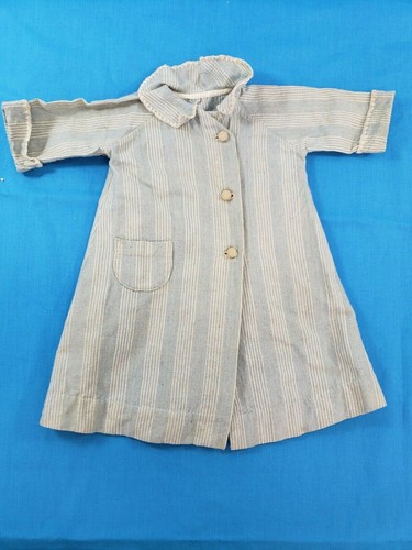 VINTAGE 12" LONG DOLL ROBE BLUE STRIPED FOR FRENCH GERMAN ANTIQUE ...