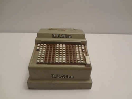 Vintage Mini Typewriter Paperweight RC Allen Metal Salesman Register ...