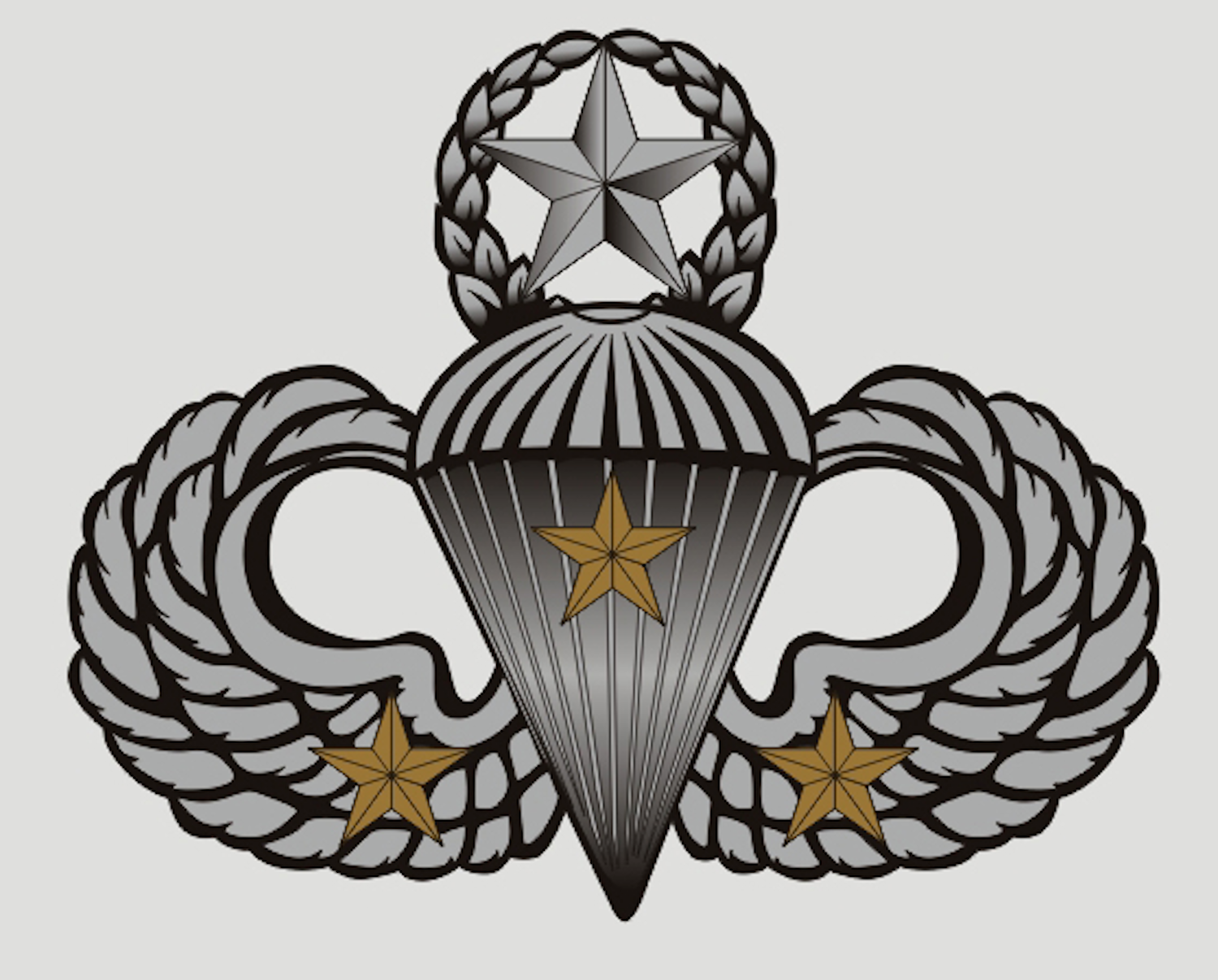 US Army Senior Jumpmaster with 3 Combat Stars Self-adhesive Vinyl Decal ...
