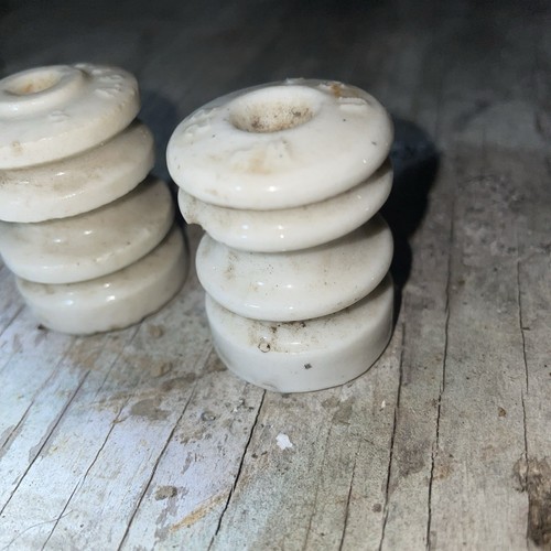 2 White Ceramic Insulator WP22 VTG Small Multi Groove Farmhouse Decor ...