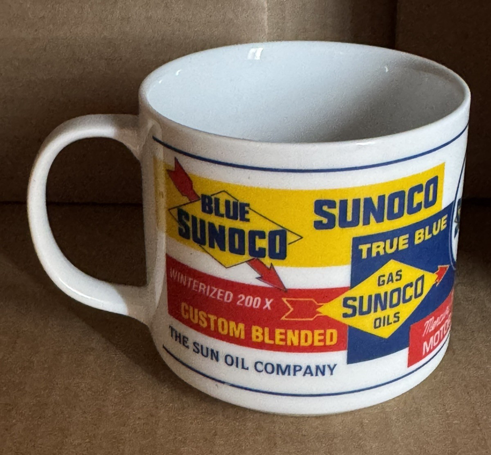 Vintage Sunoco Blue Motor Oil DX Gas Station Coffee Mug Cup Advertising ...