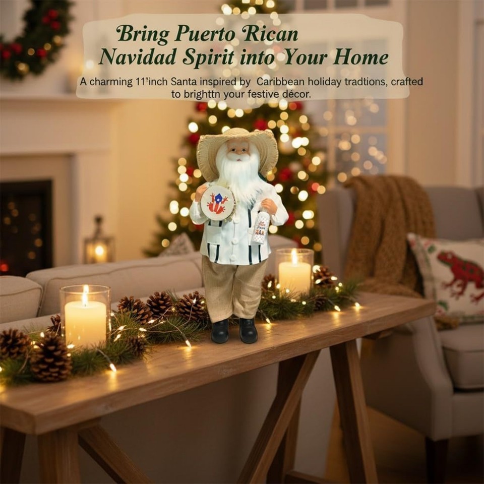 11in Puerto Rican Santa Claus CVS Figurine Christmas Figure Decor with ...