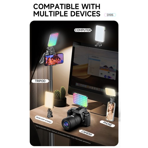 RGB Fill Light LED Video Light 2500K-9000K Dimmable 10 Scene CWIE | eBay