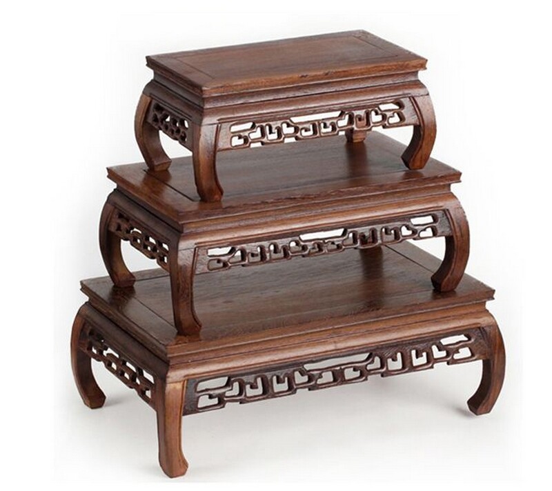 Rectangle Legged Wenge Wood Fishbowl Stand Bonsai Flower Ji-chi Hard ...