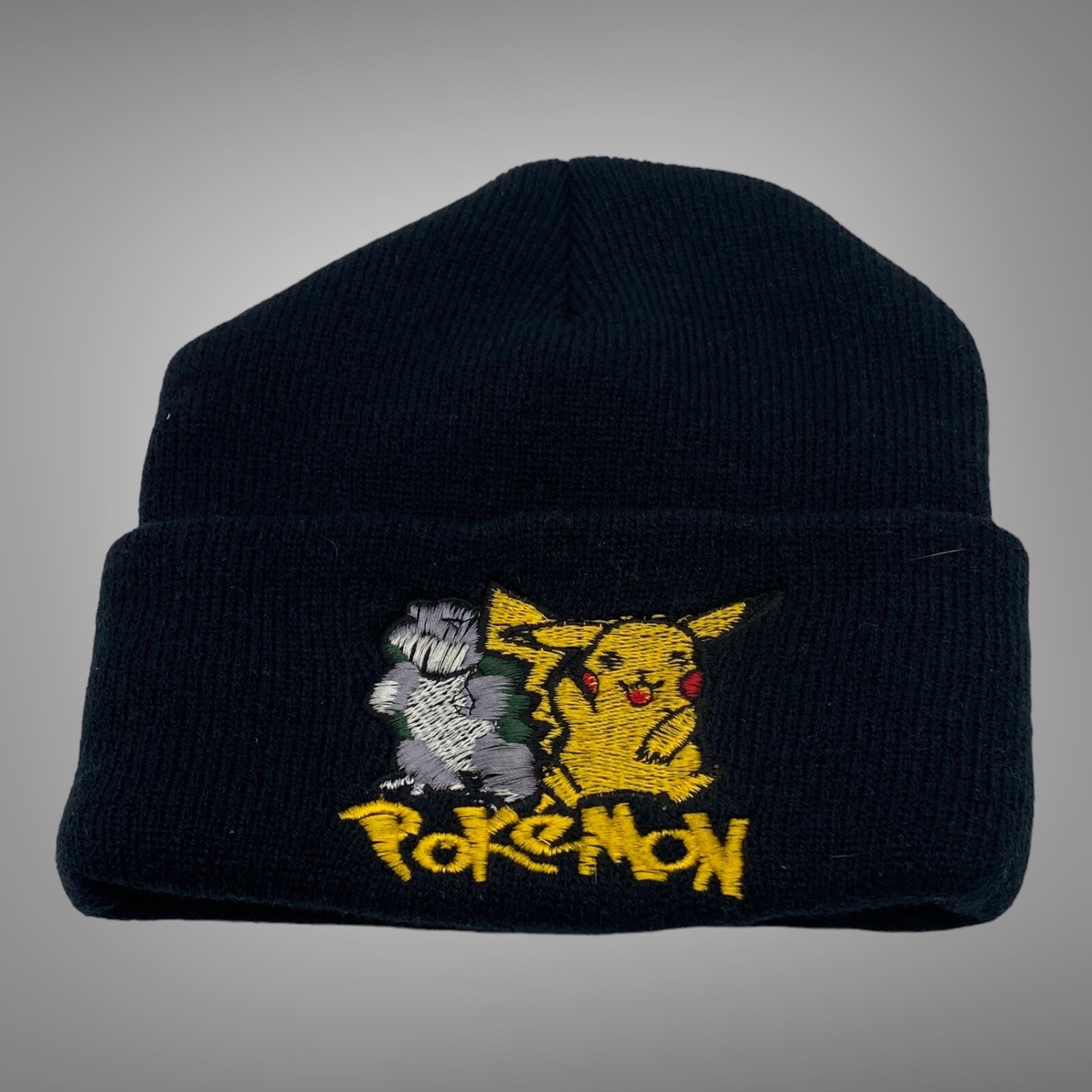 Vintage Black Pokémon Beanie Hat Pikachu - Gem