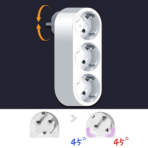 90 Degree Rotating Electrical Power Outlet Strip Plug Socket Adapter EU ...