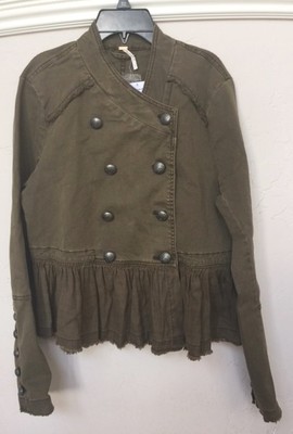 NWT Free People Ruffle Hem Military Jacket Retail: $148 | eBay