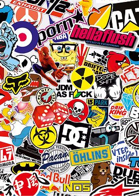 3 A4 Sticker bomb sheets * JD 8M EURO DRIFT VW * stickerbomb car van ...