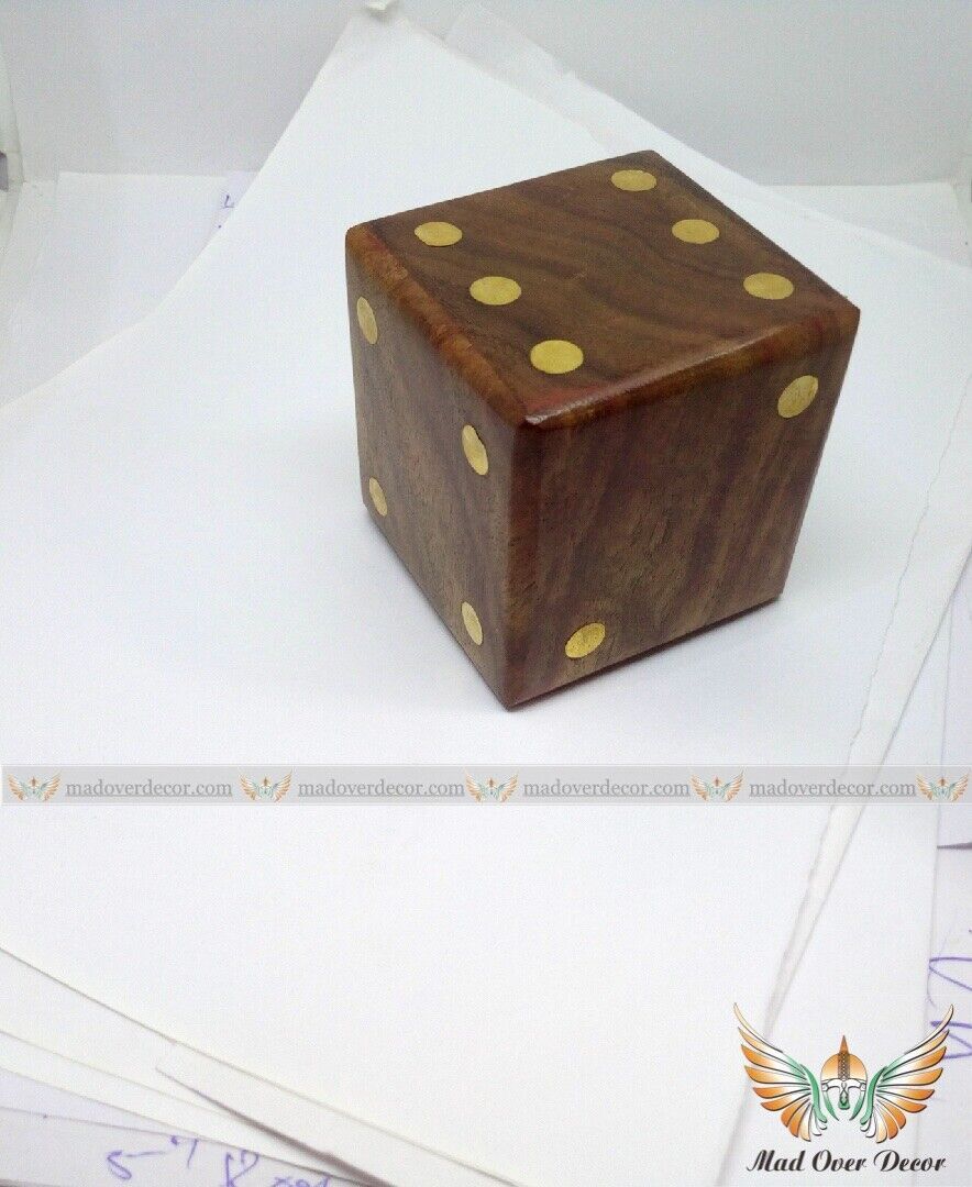 Wooden Dice Cube Paper Weight Home Office Study Room Decoration ...