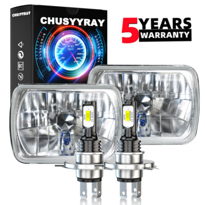 Pair 7x6" LED Headlights Hi/Lo beam H6014 For Mack CH CH600 MS300P ...