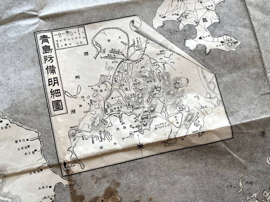 ANTIQUE WWI Tsingtao Map Germany Japan War China Siege of Jiaozhou Bay ...