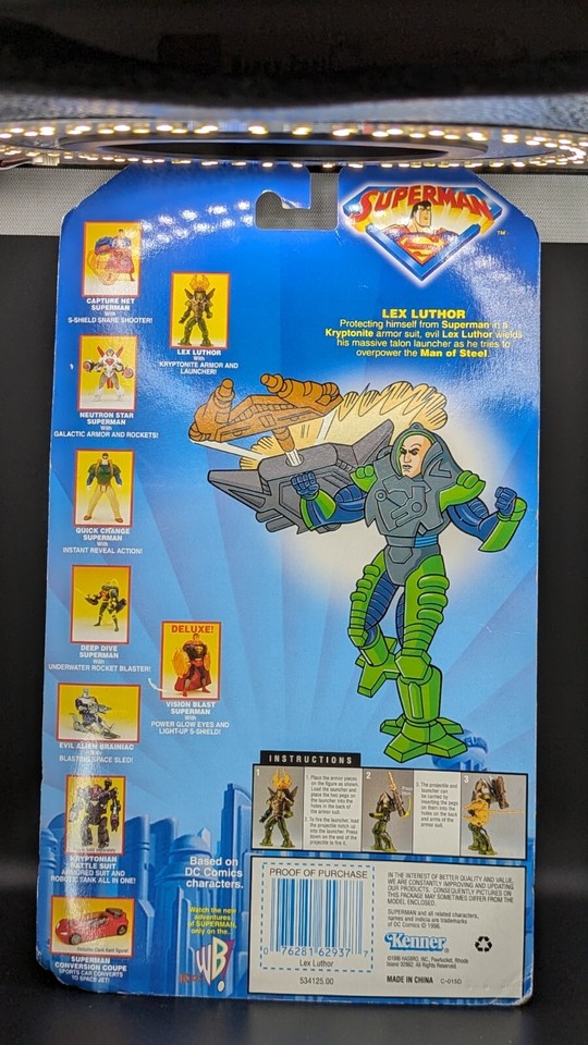 Superman Lex Luthor Figure Toy Kenner Hasbro VTG 1996 Kryptonite Armor ...