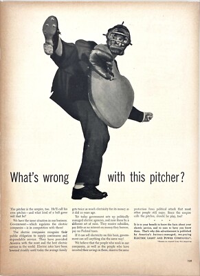 Electric Light & Power Companies Baseball Umpire As Pitcher Vtg Mag ...