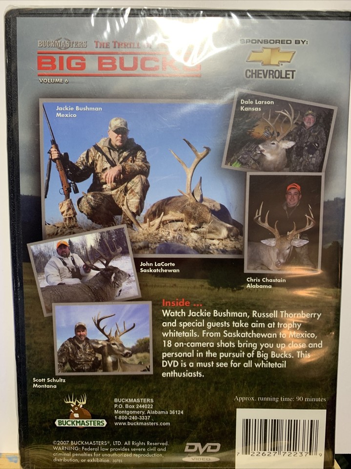 Big Bucks Volume 6 Thrill Of Hunt Buckmasters DVD Hunters Hunting New ...
