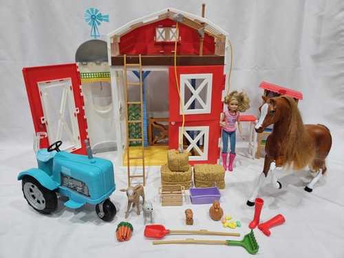 Barbie Sweet Orchard Farm Barn Playset Tractor Horse Doll Accessories ...