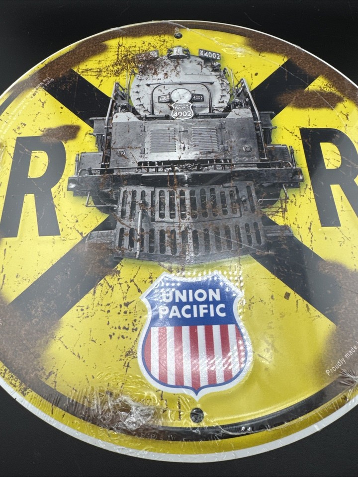 UNION PACIFIC 4002 STEAM ENGINE TRAIN RUSTIC RAILROAD CROSSING SIGN ...