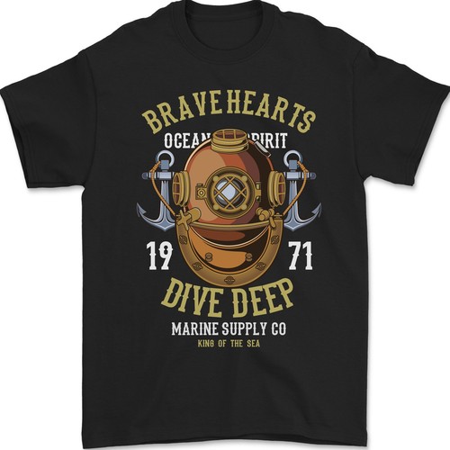 T-Shirt Pour Homme Brave Hearts Dive Deep Scuba Diving 100% Coton | eBay