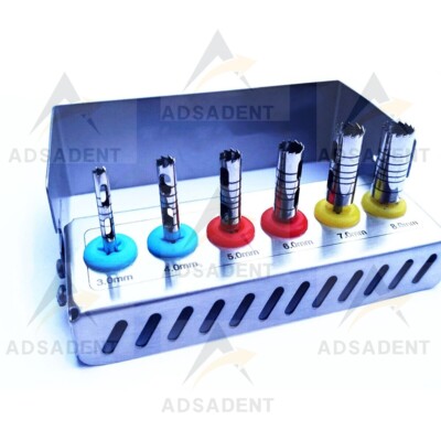 Dental Long Trephine Kit 6 Pcs Implant Crown Removal Kit Free Bur ...