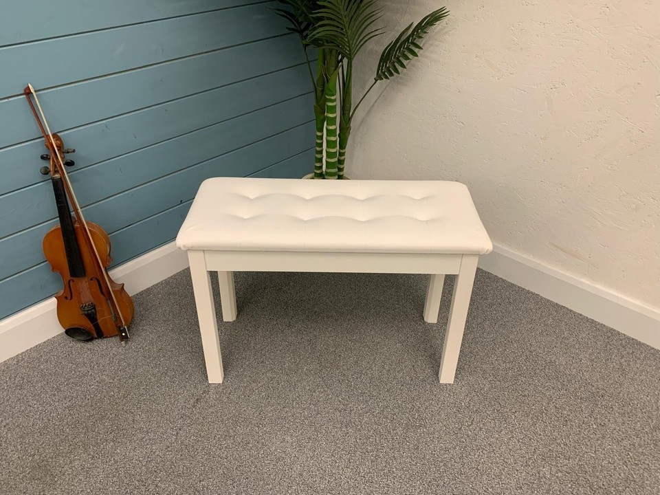 *NEW* White Piano Stool With Music Storage, Deep Sunk Buttons, Well ...