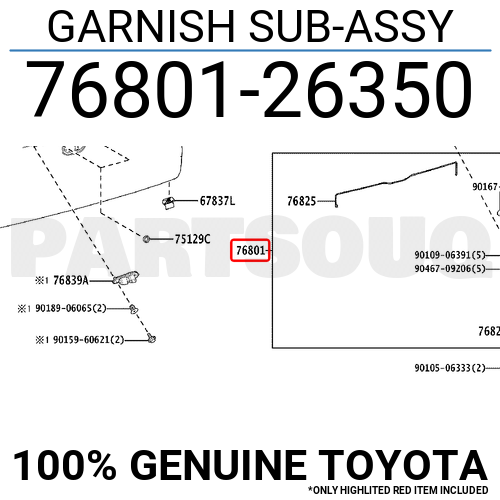 7680126350 Genuine Toyota GARNISH SUB-ASSY 76801-26350 | eBay