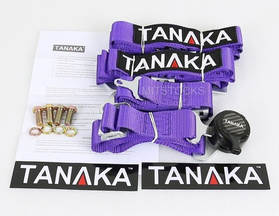 TANAKA UNIVERSAL PURPLE 4 POINT CAMLOCK QUICK RELEASE RACING SEAT BELT ...