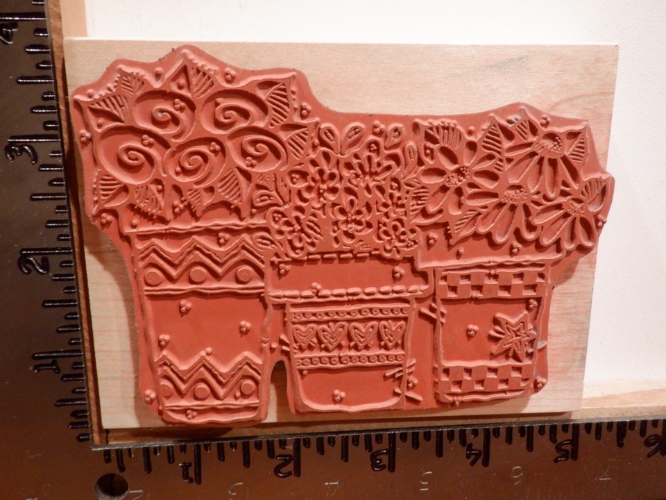 WHIPPER SNAPPER TRIO OF FLOWER POTS WOOD RUBBER STAMP EUC L5074 | eBay