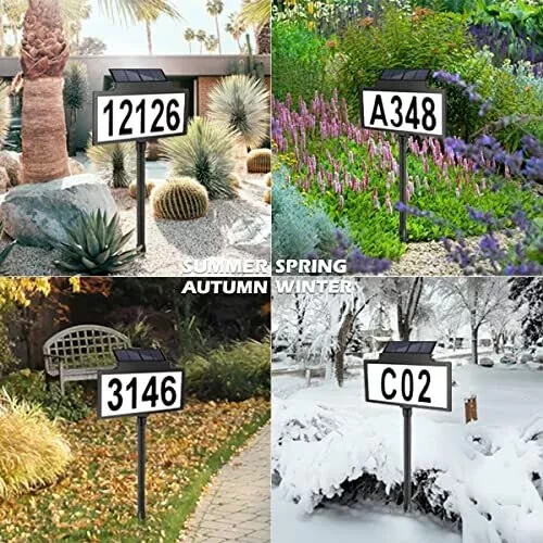 Solar Address Sign House Number for outside LED Illuminated Outdoor ...