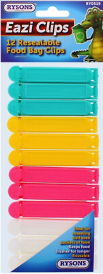 12x Food Bag Storage Clips Fridge Freezer Cereal Sealing Pegs ...
